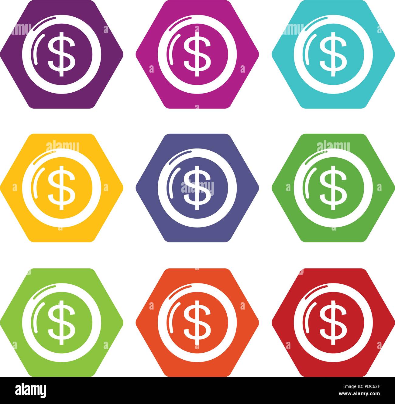 Coin icons set 9 vector Stock Vector Image & Art - Alamy