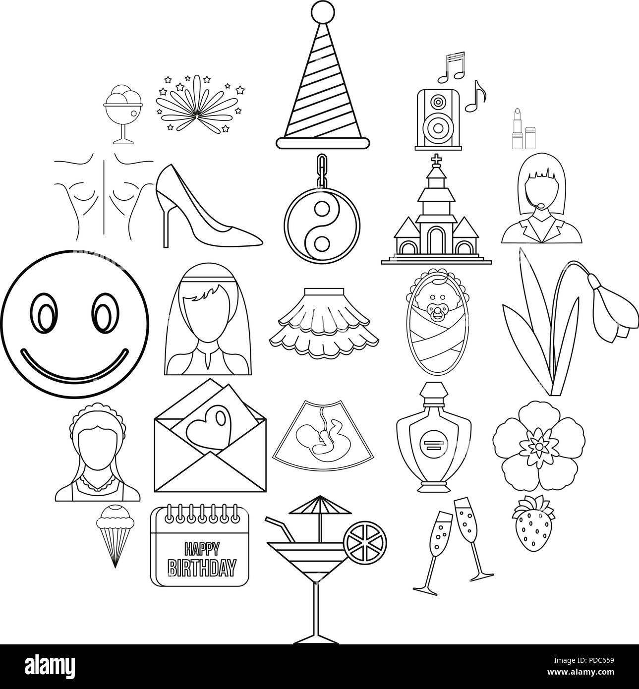 High spirits icons set, outline style Stock Vector Image & Art - Alamy
