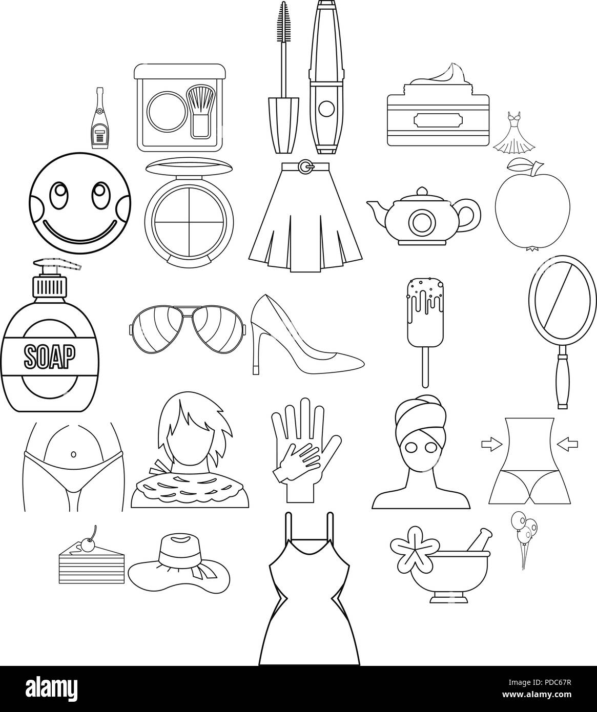 Female attributes icons set, outline style Stock Vector Image & Art - Alamy