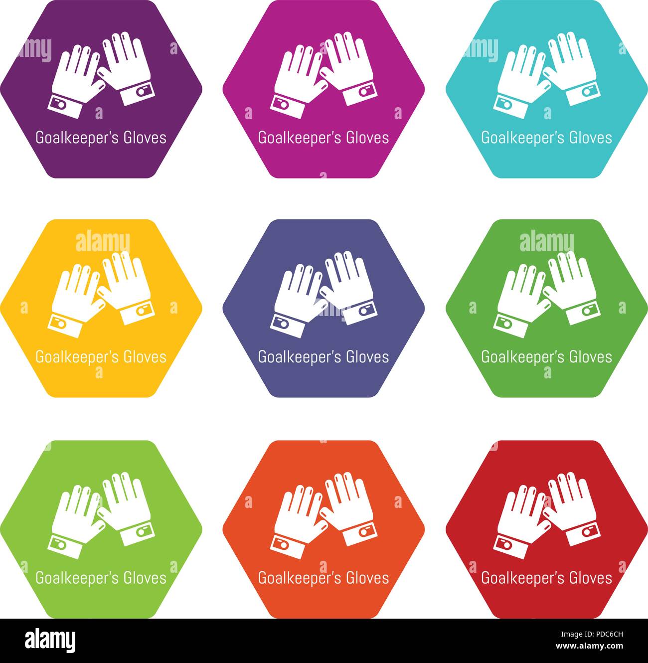 Goalkeeper gloves icons set 9 vector Stock Vector Image & Art - Alamy
