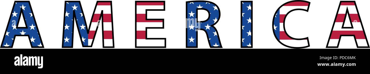 USA flag vector icon, word of America isolated on white background ...