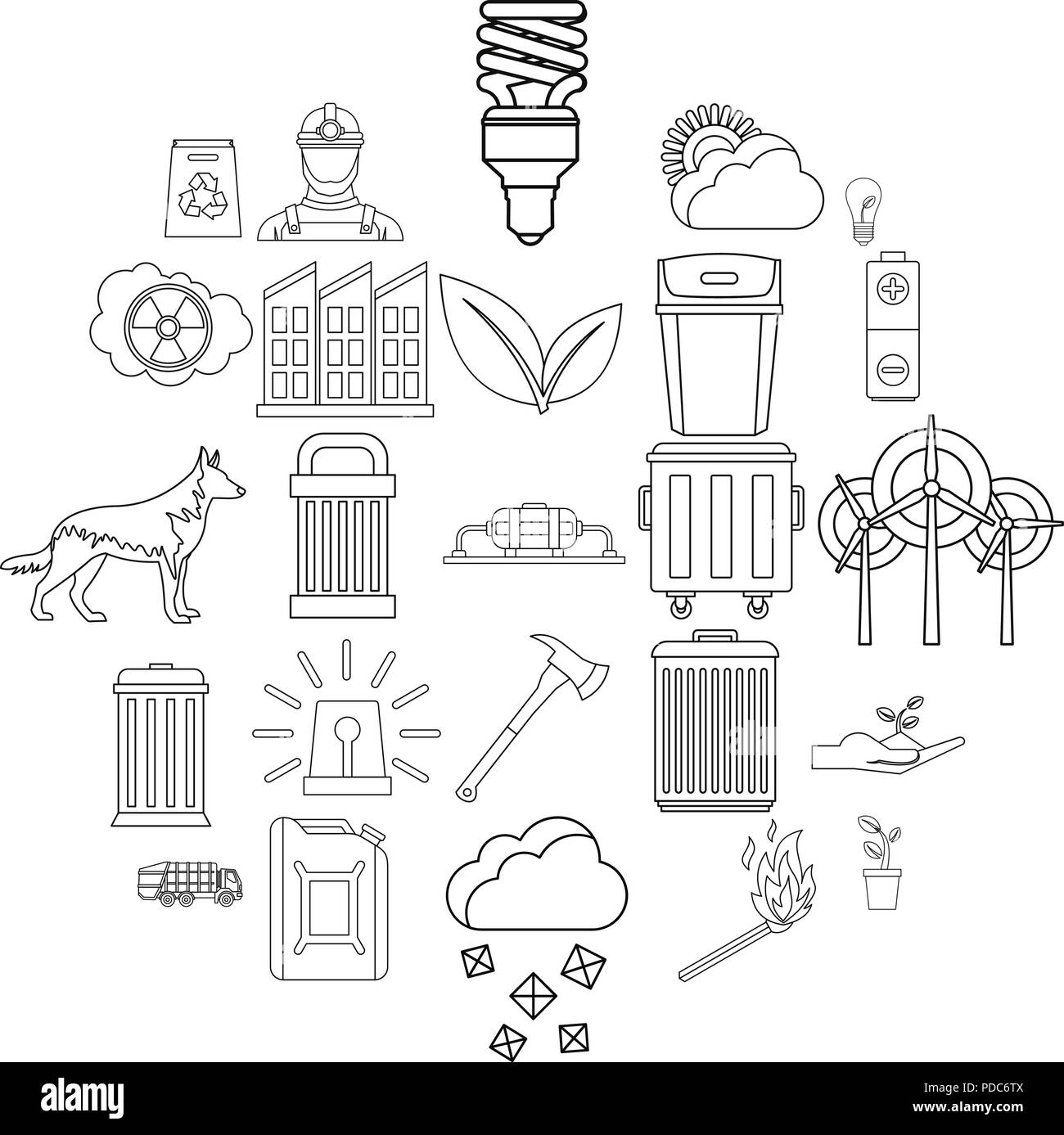 Destructive nature icons set, outline style Stock Vector Image & Art ...