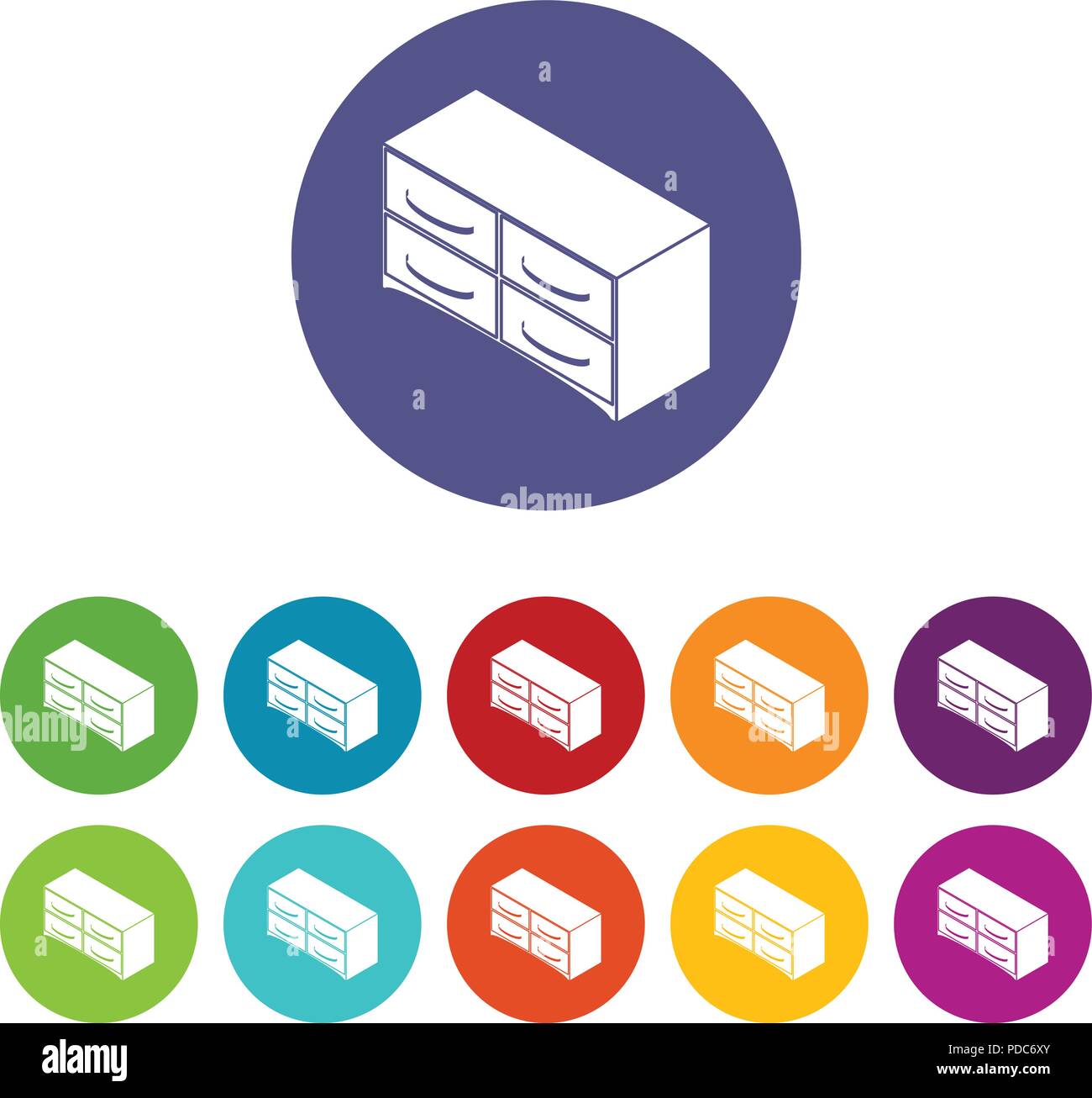 Chest of drawers icons set vector color Stock Vector Image & Art - Alamy