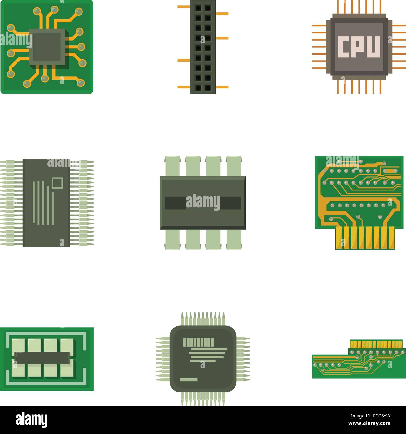 Chip board icons set, cartoon style Stock Vector Image & Art - Alamy