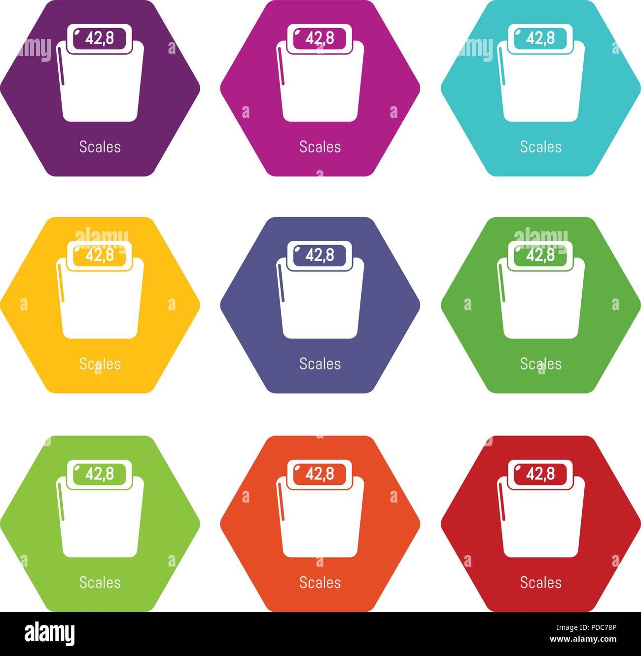 Scales icons set 9 vector Stock Vector Image & Art - Alamy