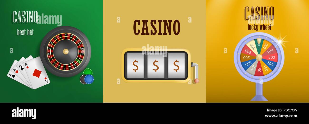 Roulette wheel game banner set, realistic style Stock Vector Image ...