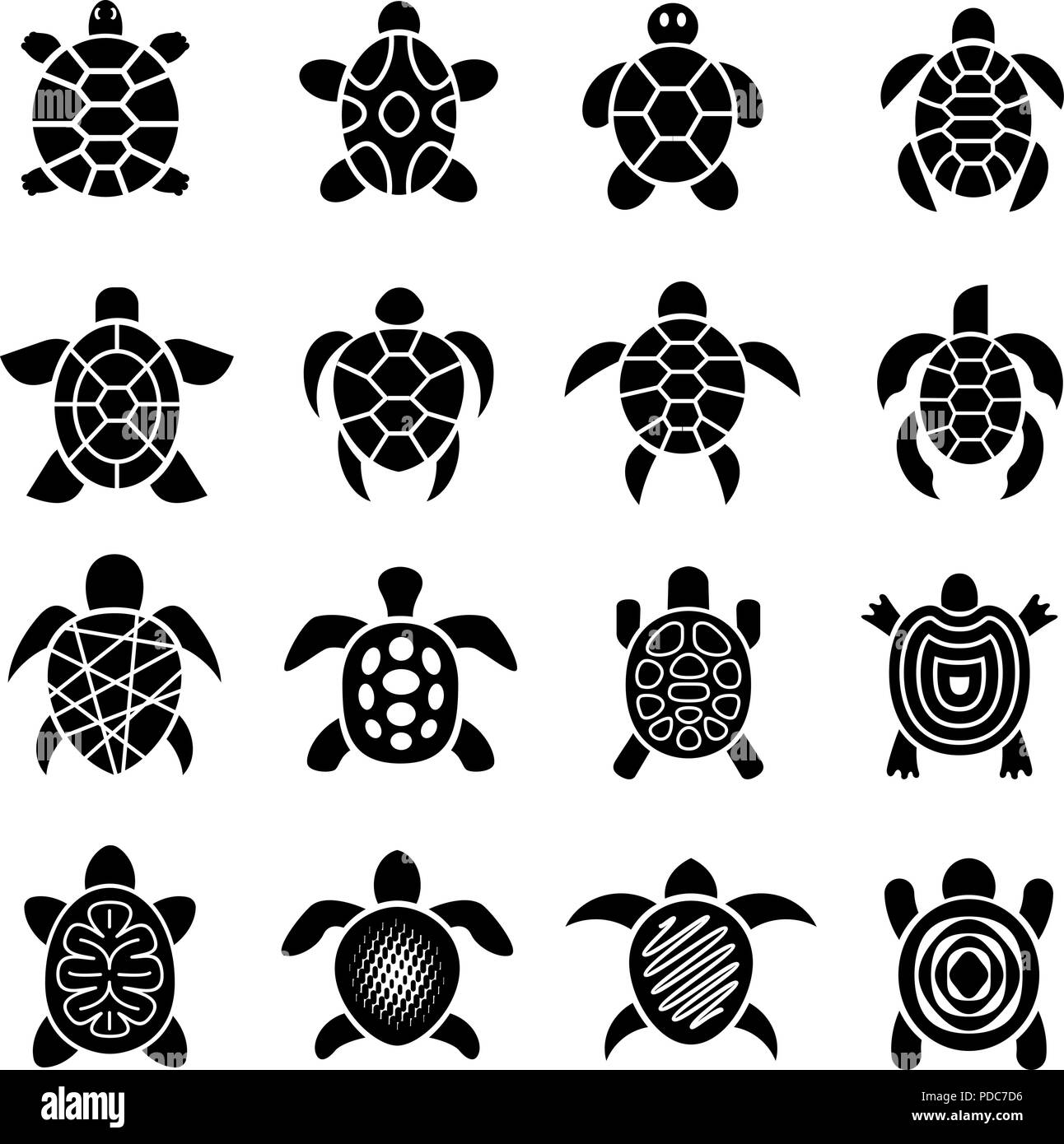 Turtle logo top view icons set, simple style Stock Vector Image & Art ...