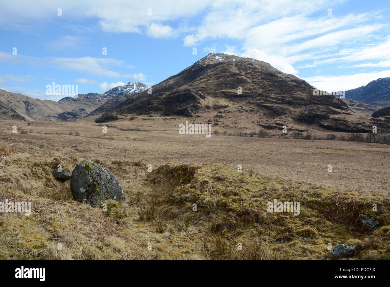 The mountains along the trail leading from Inverie to Kinloch Hourn in ...