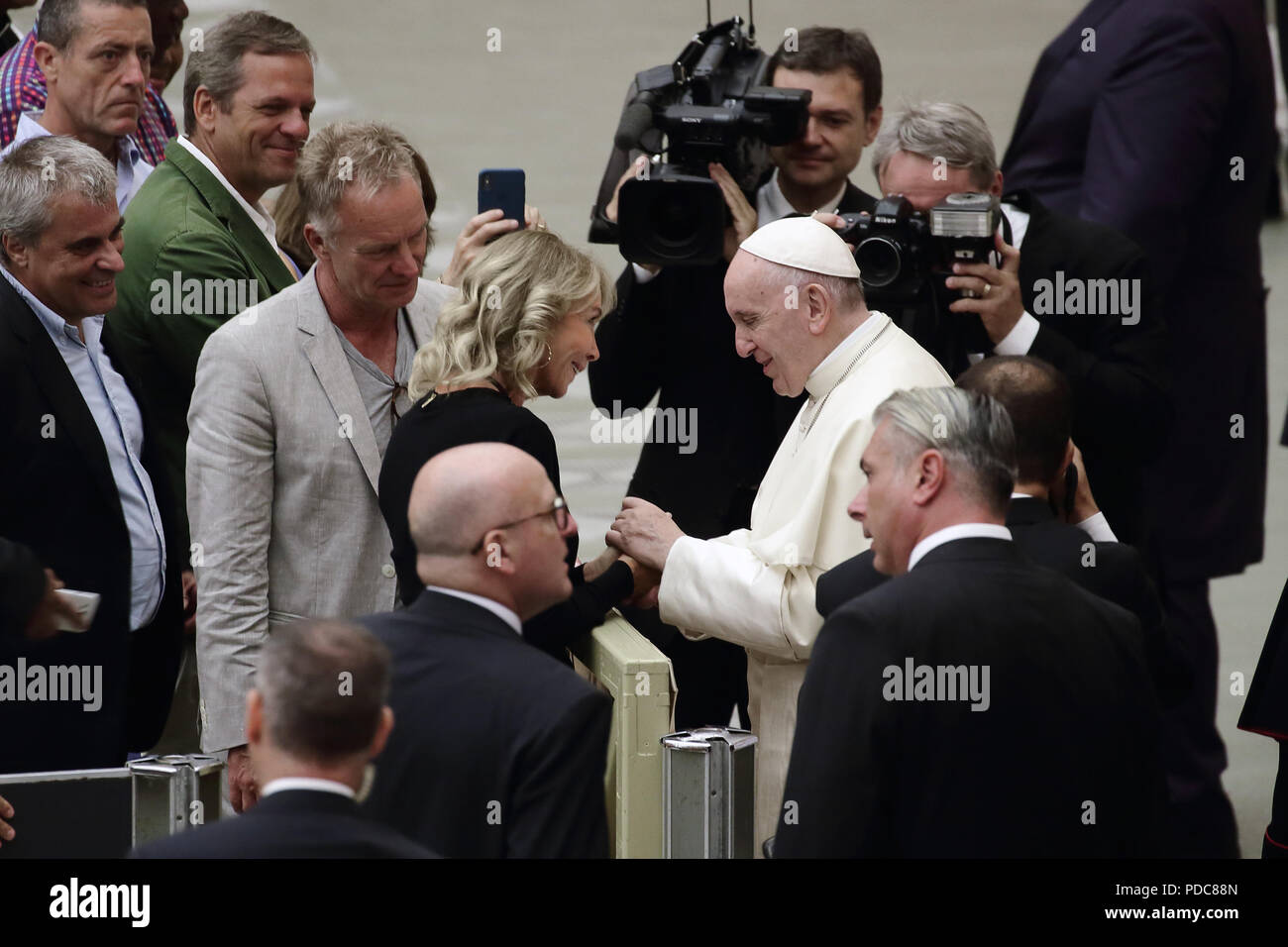Vatican. 8th August, 2018. (Holy see) - British singer and actor STING ...