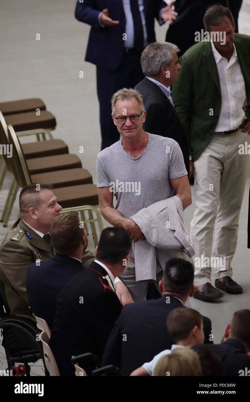 Vatican. 8th August, 2018. (Holy see) - British singer and actor STING ...