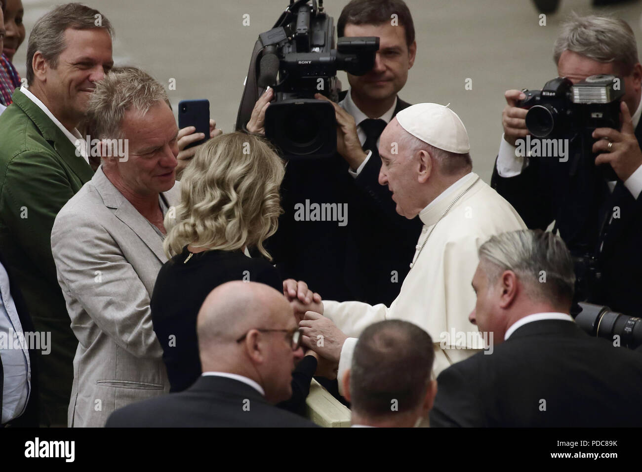 Vatican. 8th August, 2018. (Holy see) - British singer and actor STING ...