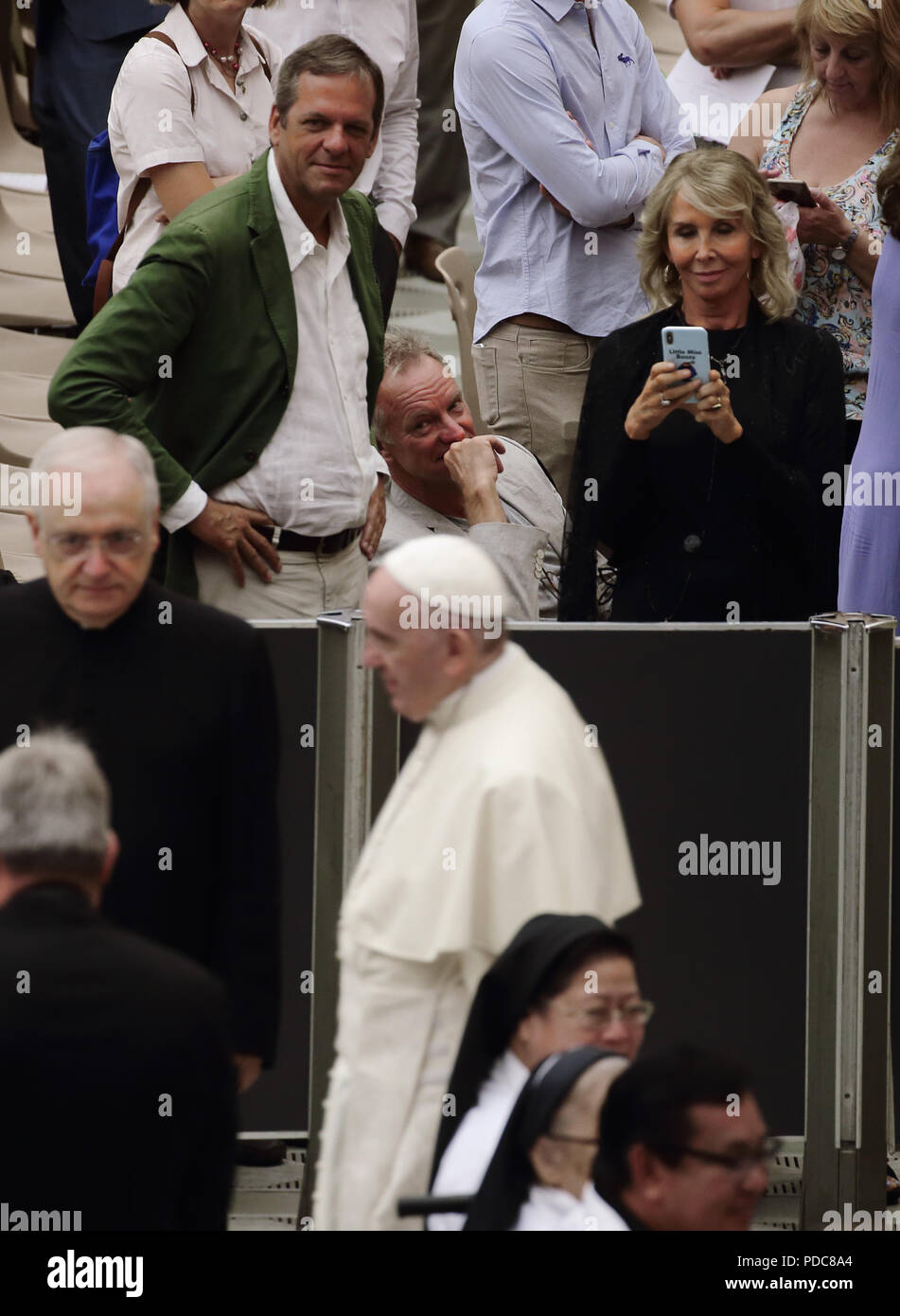 Vatican. 8th August, 2018. (Holy see) - British singer and actor STING ...