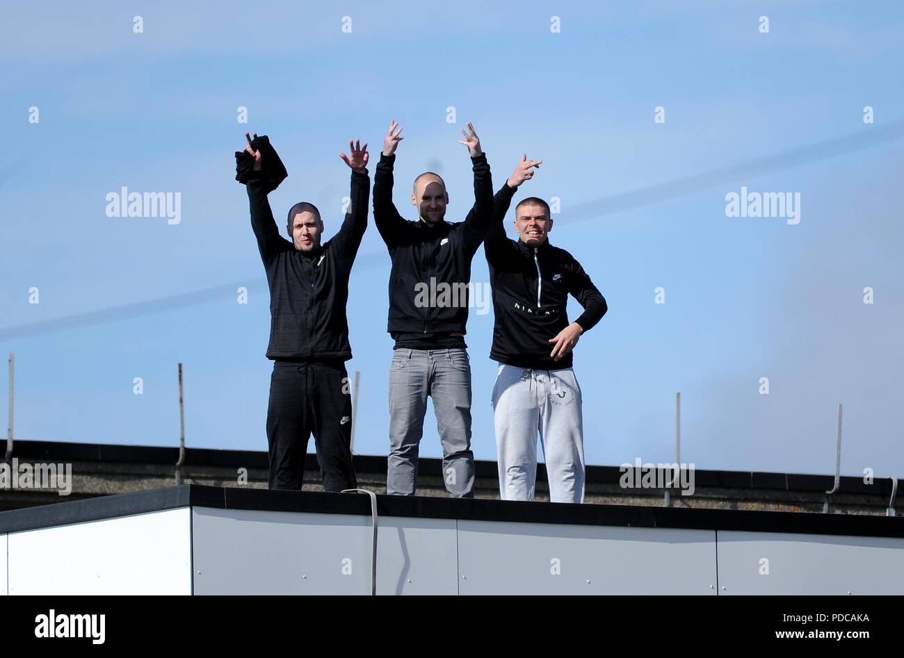 Prison protest, Three prisoners protest on the rooftop of HM Prison ...