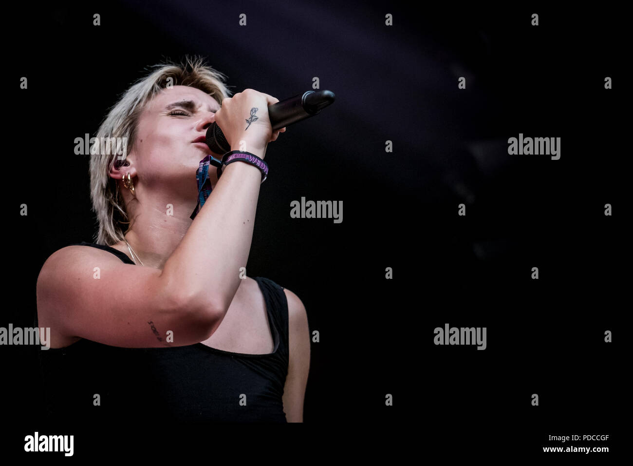 Denmark, Skanderborg - August 8, 2018. The Danish singer, songwriter ...