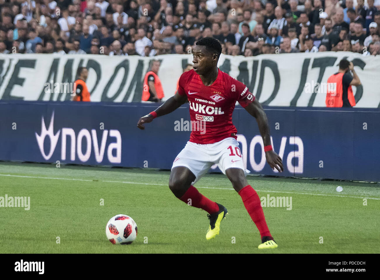 Thessaloniki, Greece. 8th Aug, 2018. Spartak Moscow FC player Quincy ...
