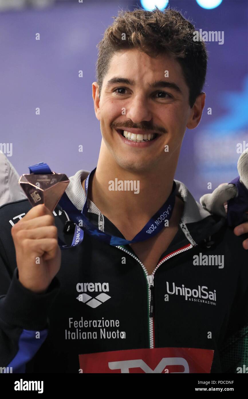 Glasgow, UK. 8th August 2018. Matteo Restivo (Italy) during the ...
