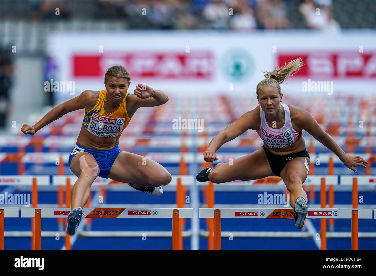 August 9, 2018: Daryna Sloboda of Â Ukraine and Sarah Lagger of Â ...