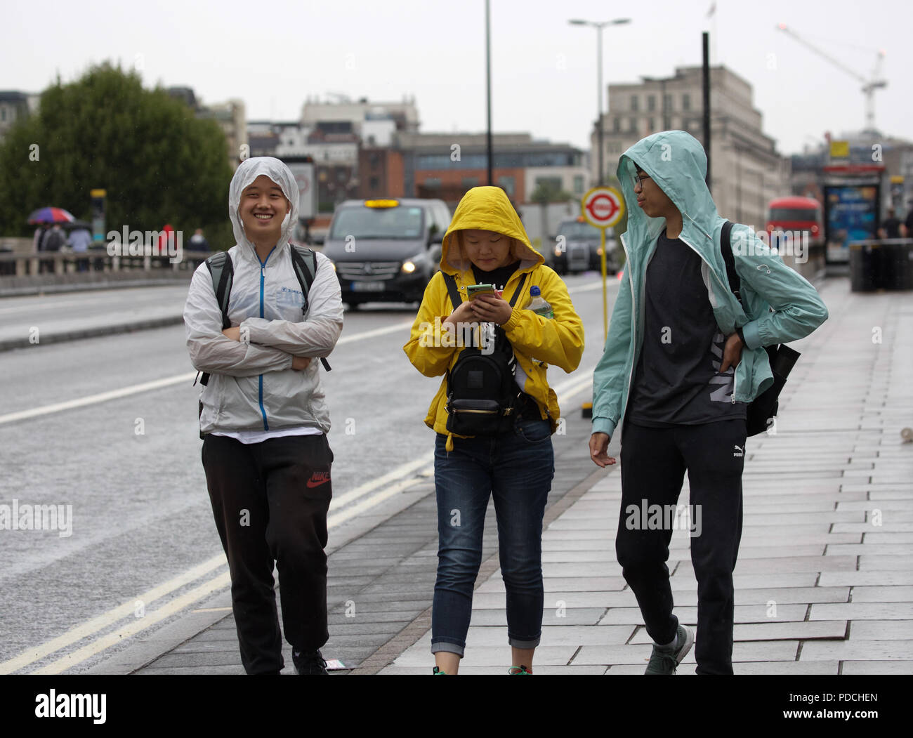 London,UK,9th August 2018,Typical British wet weather resumes in London ...