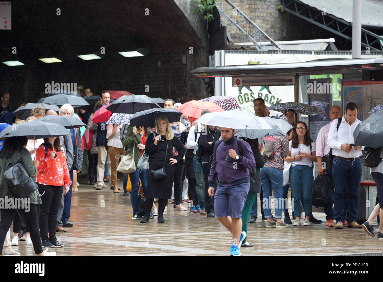 London,UK,9th August 2018,Typical British wet weather resumes in London ...