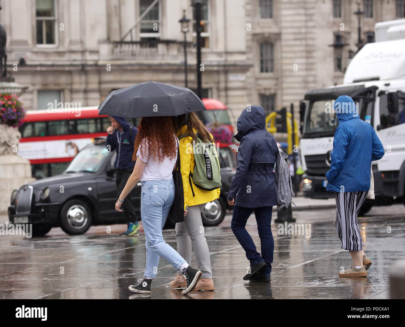 London,UK,9th August 2018,Typical British wet weather resumes in London ...