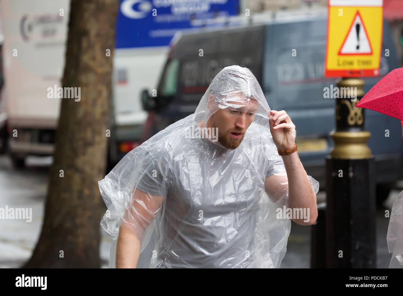 London,UK,9th August 2018,Typical British wet weather resumes in London ...