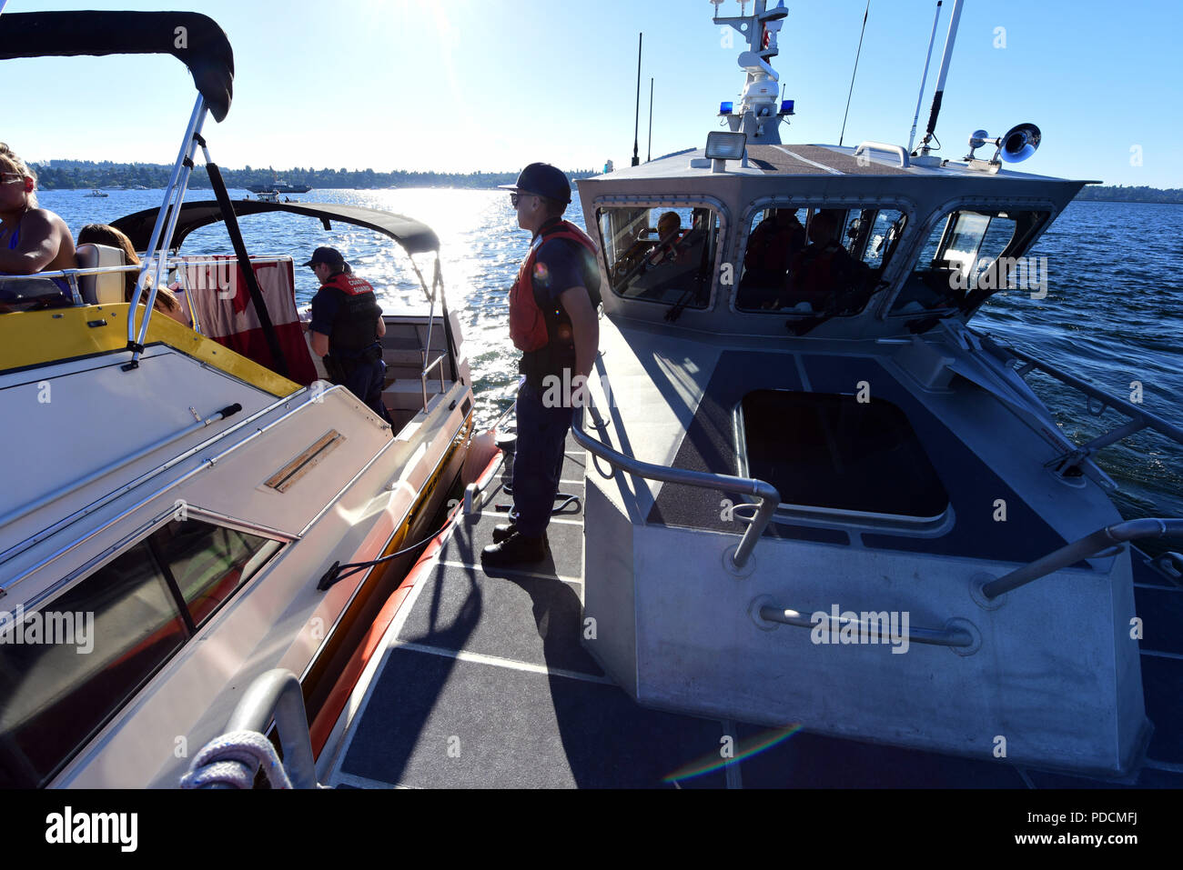 Coast Guard Station Seattle boat crewmembers aboard a 45-foot Response ...