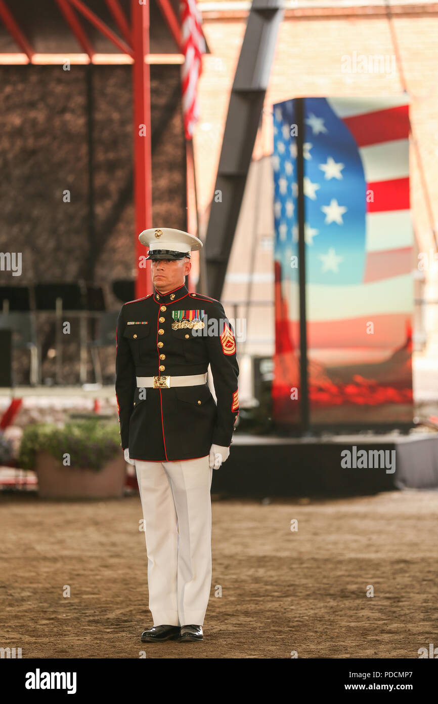 U.S. Marine with the Marine Corps Base Quantico Band perform during the ...