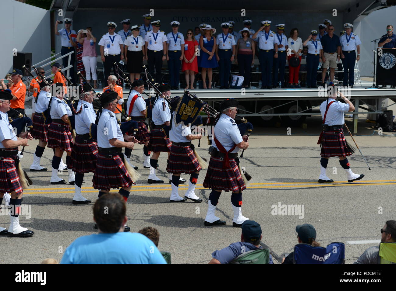 Vice Adm. Scott Buschman, Commander, Atlantic Area, returns a salute ...