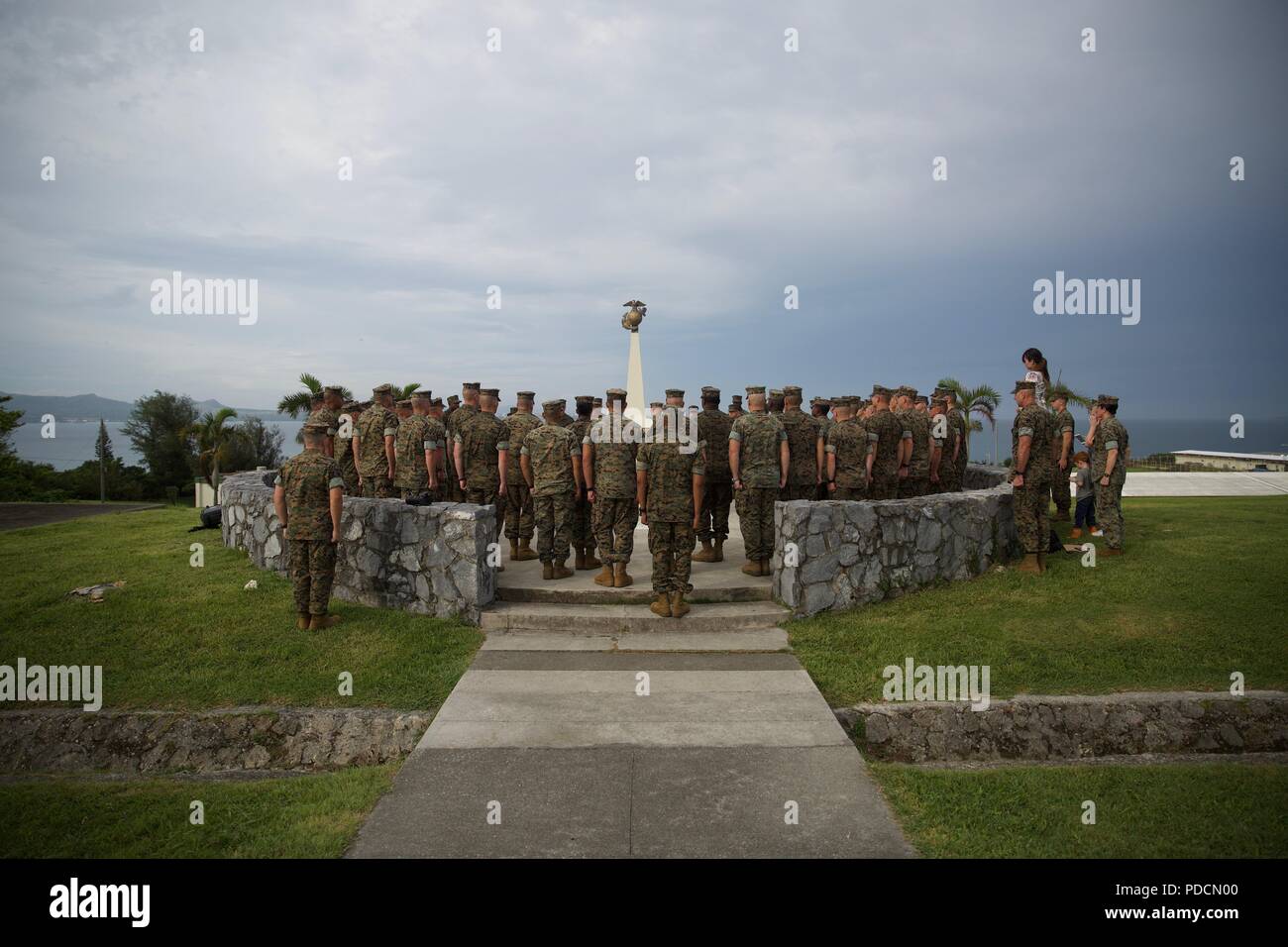 Marines and Sailors stand at attention as Lt. Gen. Lawrence D ...