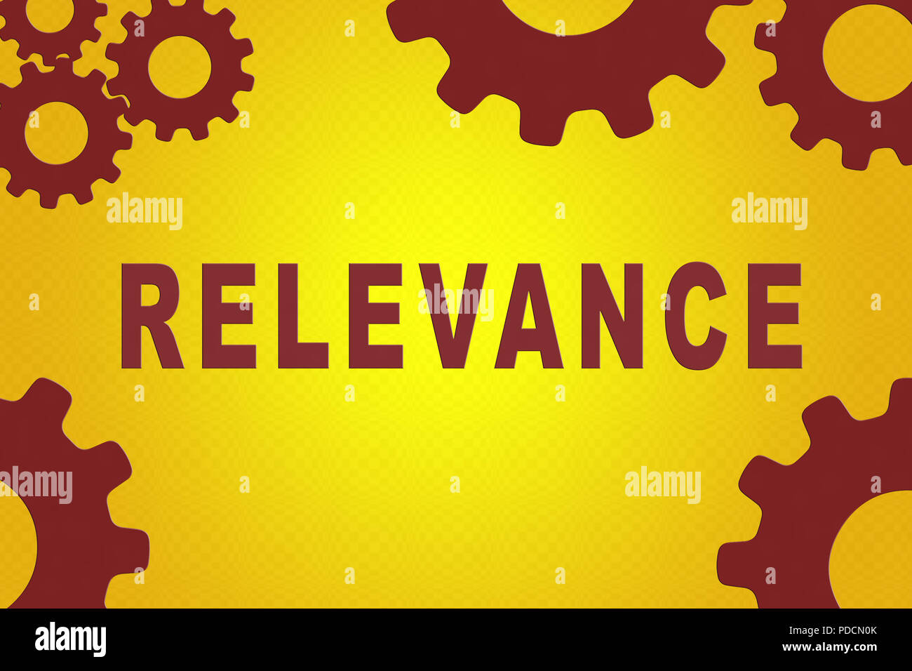 RELEVANCE sign concept illustration with red gear wheel figures on ...