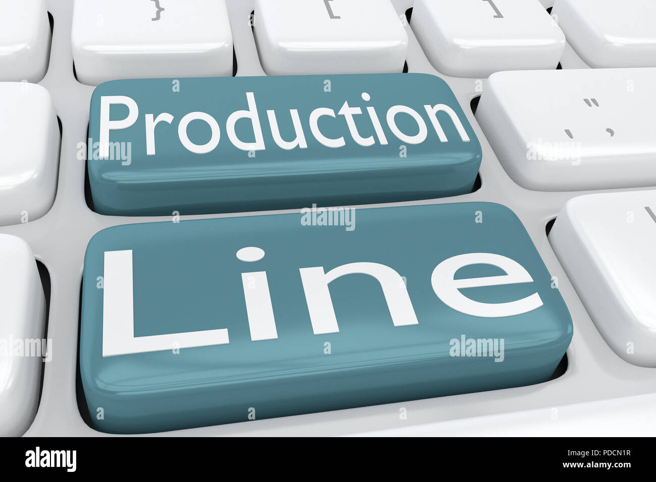 3d Illustration Of Computer Keyboard With The Script Production Line On Two Adjacent Buttons