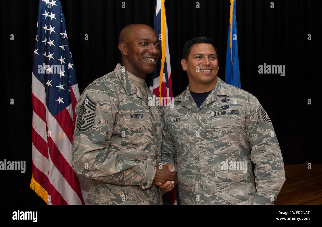 Chief Master Sgt. of the Air Force (left), Kaleth O. Wright, has his ...
