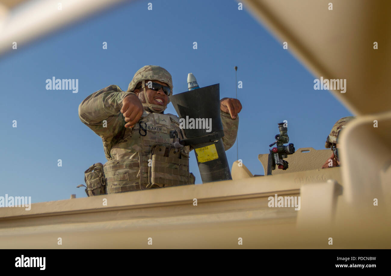U.S. Army Pvt. Donald Baker, an indirect fire infantryman assigned to ...