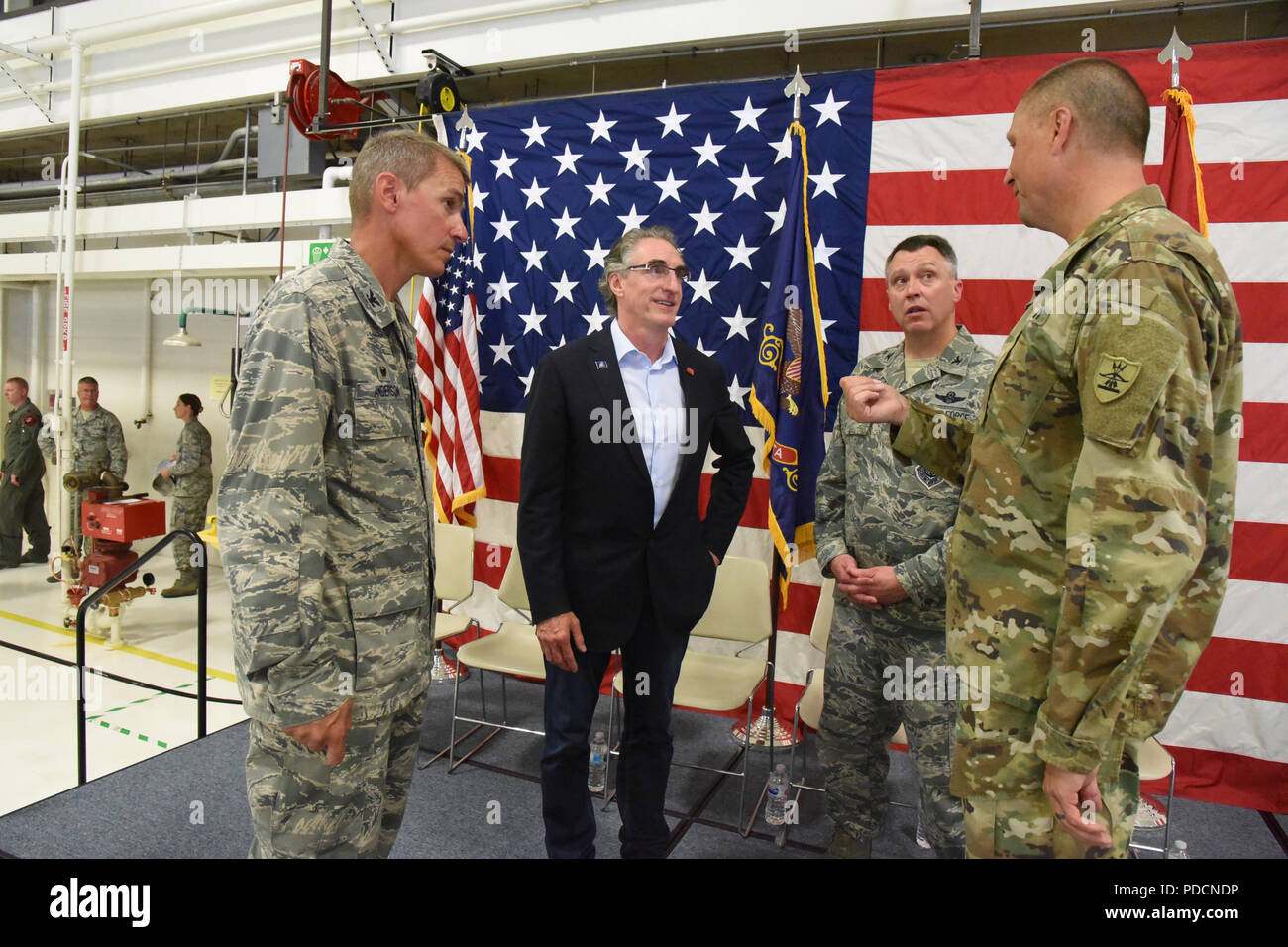 From left to right Col. Darrin Anderson, Gov. Doug Burgum, Col. Britt ...