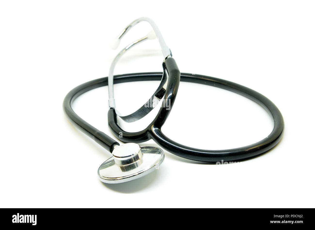 Perspective of stethoscope isolated on white background Stock Photo - Alamy