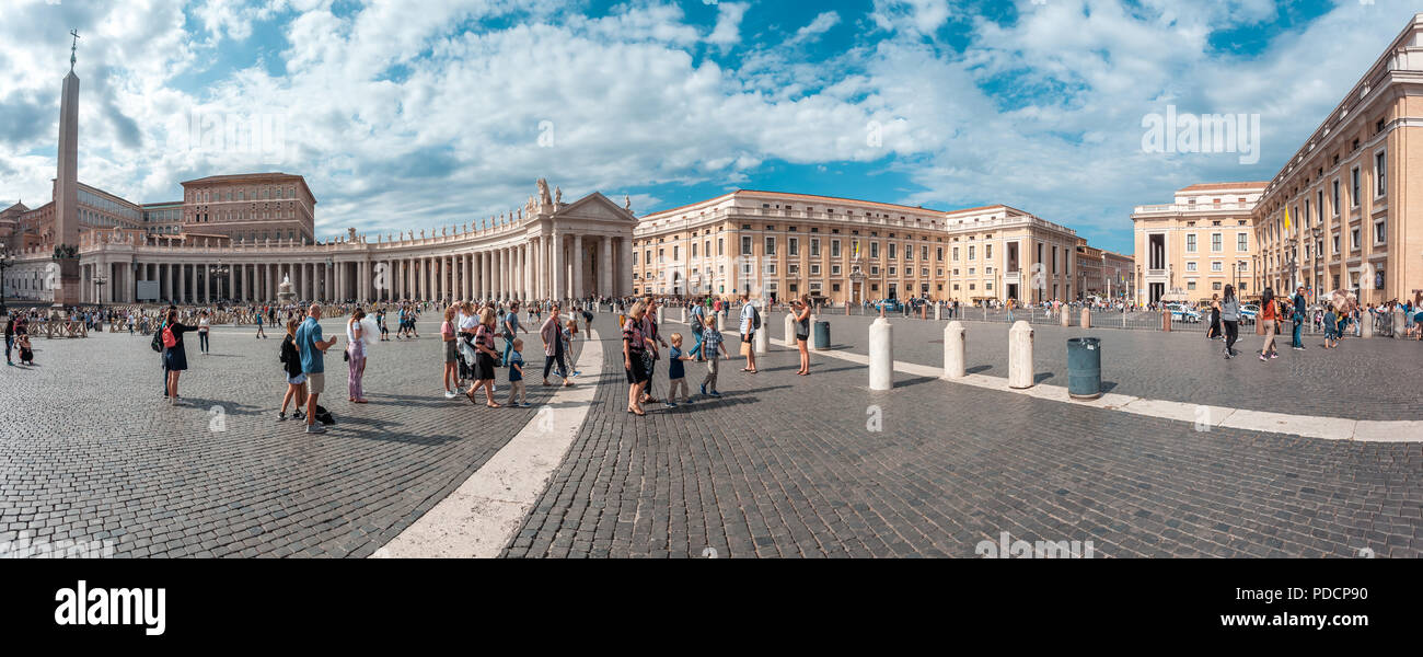 Rome, Italy - 23.06.2018: Panoramic view of St. Peter's square in ...