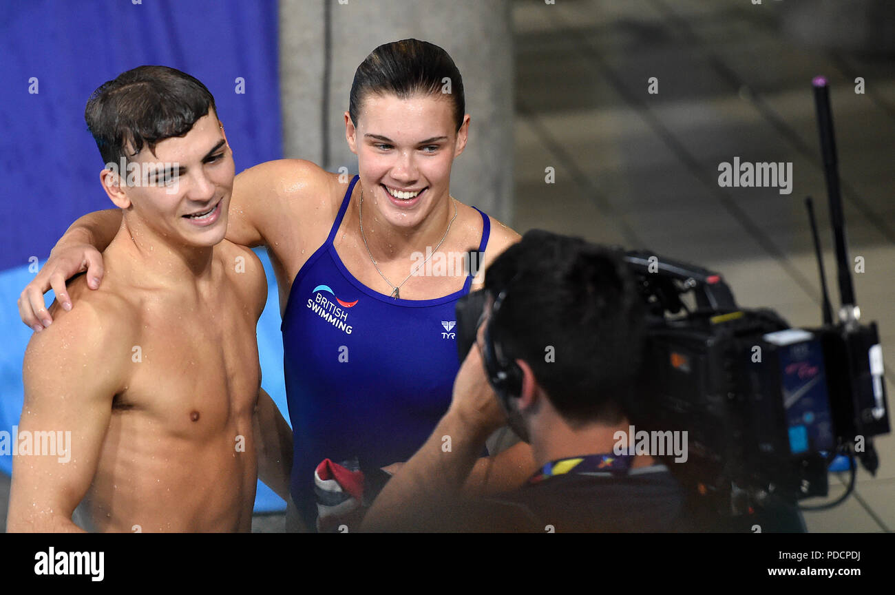 Great Britain's Ross Haslam and Grace Reid pose for a photo after the ...