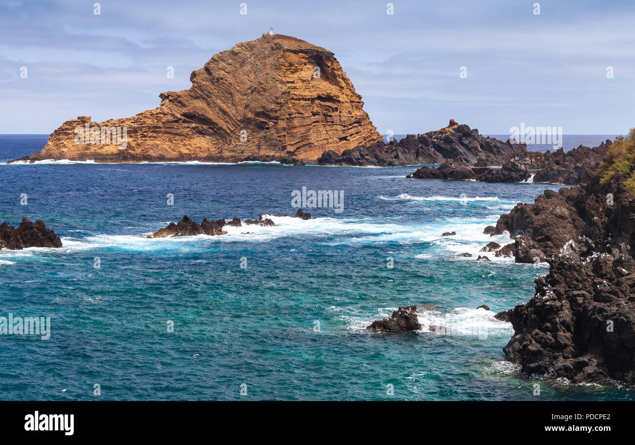 Coastal landscape of Porto Moniz area, Madeira island, Portugal Stock ...
