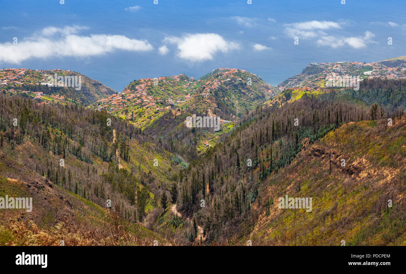 Coastal mountain landscape of Madeira Island in summer day, Portugal ...