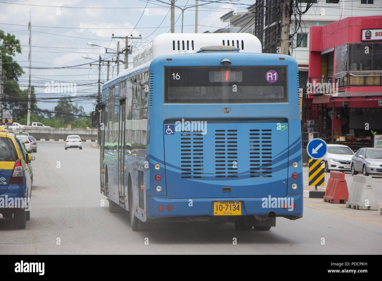 Chiangmai, Thailand - August 8 2018: BLK Bus of RTC or Chiangmai Smart Bus. Service in City free ...