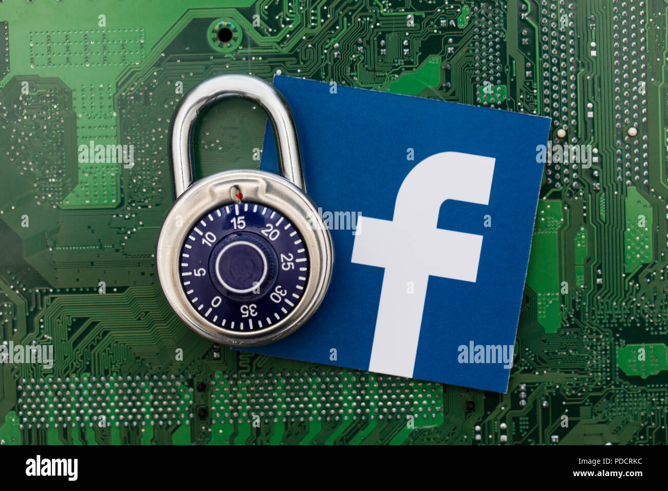 LONDON, UK - AUGUST 8th 2018: Facebook data security concept. A ...