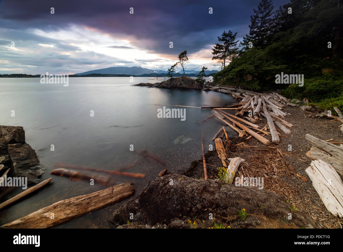 Canada with sunsets, waterfalls, night, stars, and lighthouse Stock ...