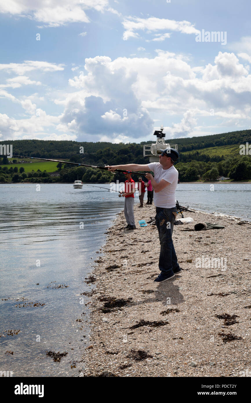 Sea Anglers fishing for mackerel from Rhu Point, Gareloch, Argyll ...