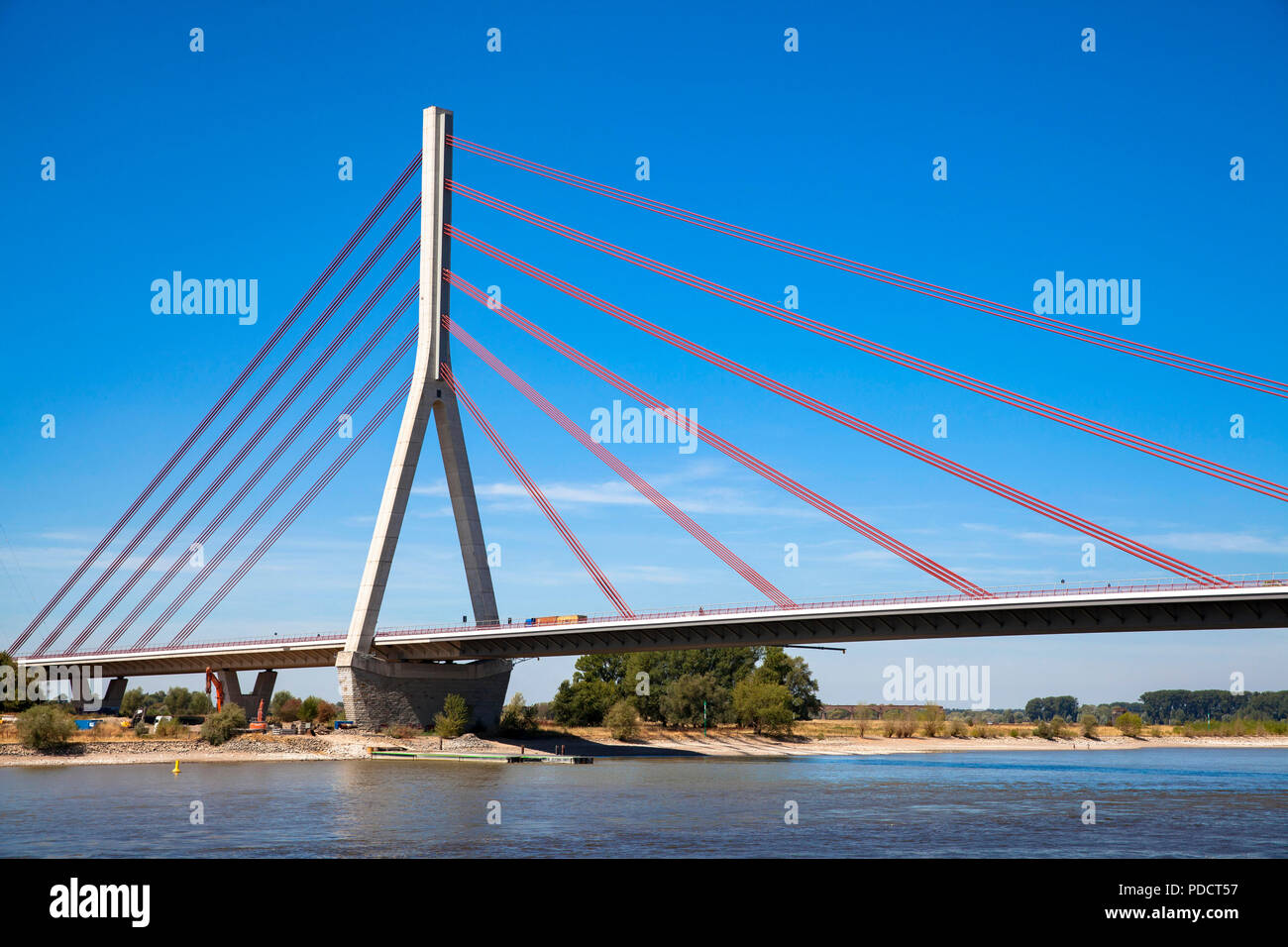 the Niederrhein bridge across the river Rhine, Wesel, Germany. die ...