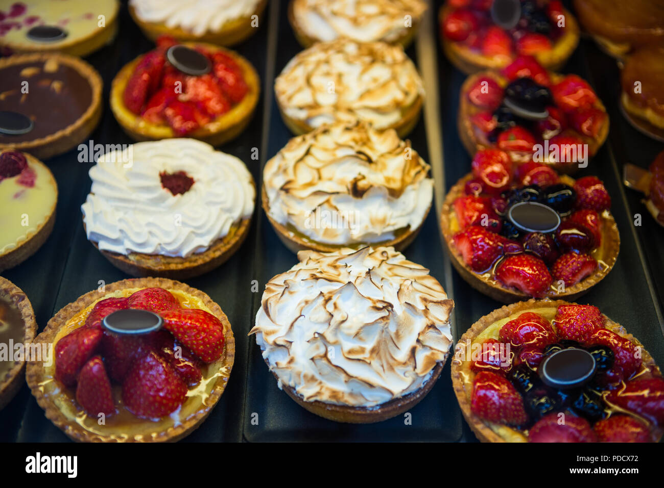 close up view of different tarts placed in rows Stock Photo - Alamy