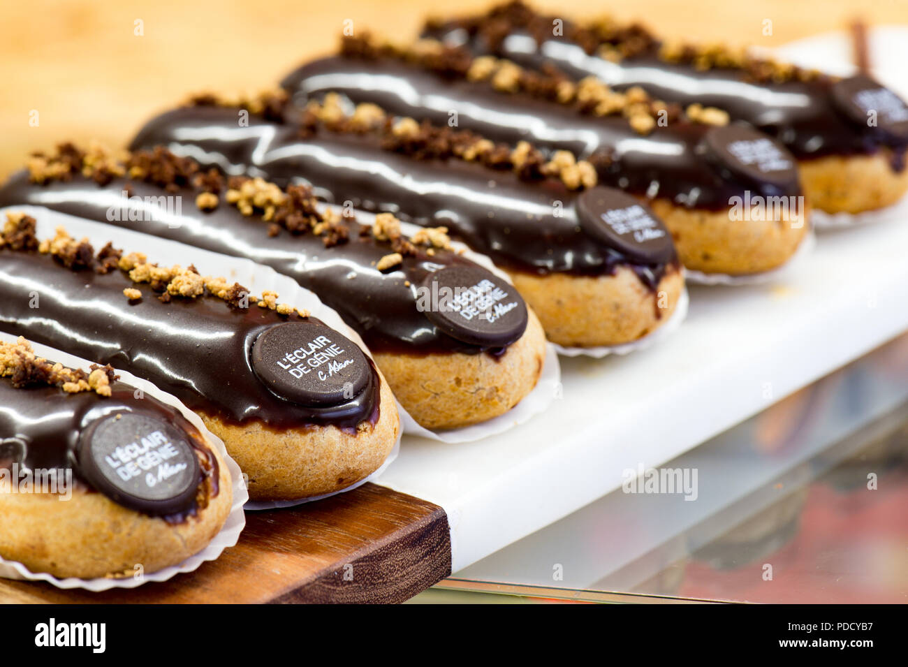 The colourful eclairs at L'Eclair de Genie in Paris, France Stock Photo ...