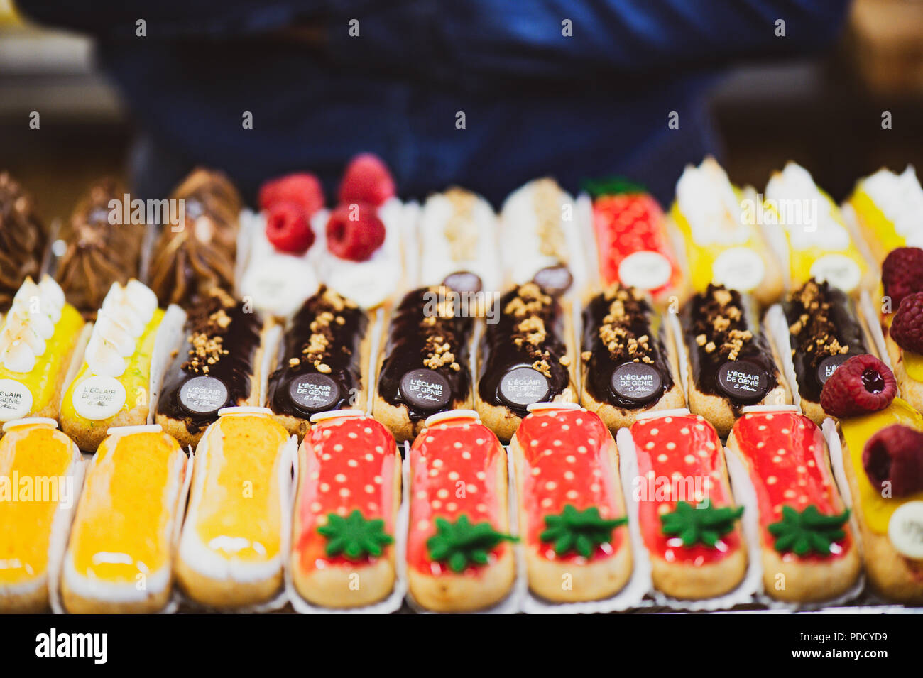 The colourful eclairs at L'Eclair de Genie in Paris, France Stock Photo ...
