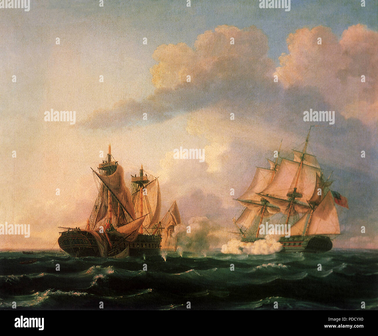 Naval Engagement Between Frigates 1813, Birch, Thomas, 1813 Stock Photo ...