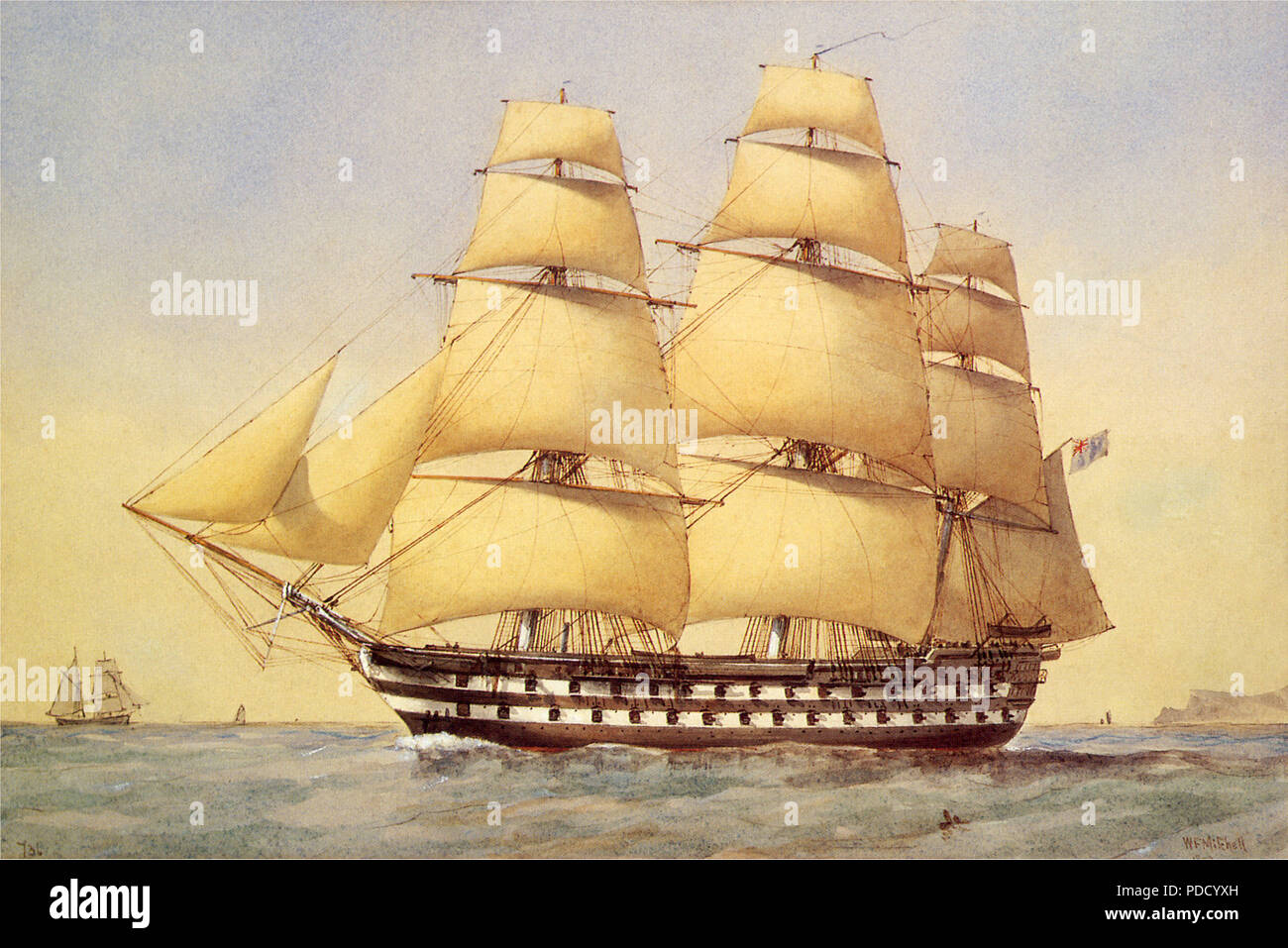 HMS Bellerophon, Mitchell, William Frederick, 1818 Stock Photo - Alamy