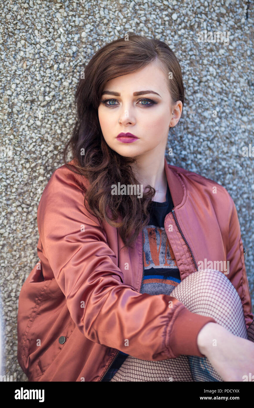 Woman wearing fishnet tights hi-res stock photography and images - Alamy